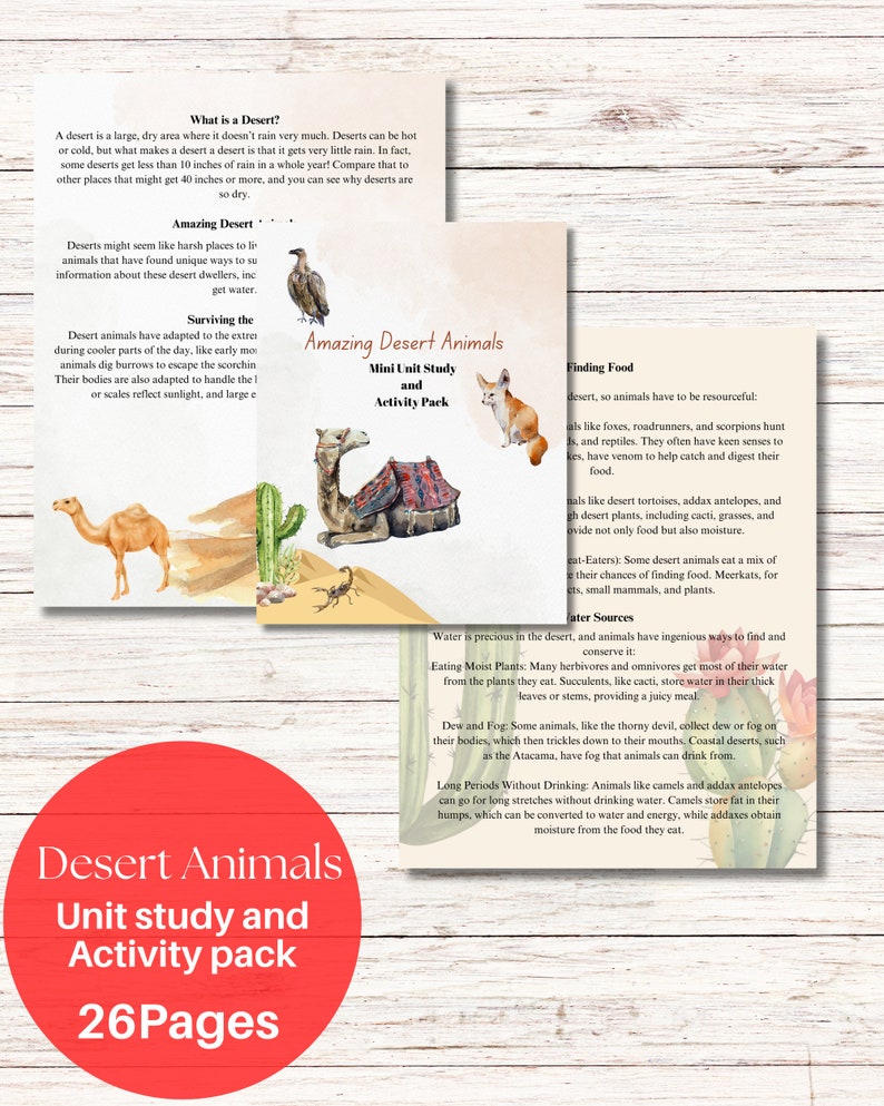 Desert Animals Unit Study, Desert Activities, Nature Journal - Etsy