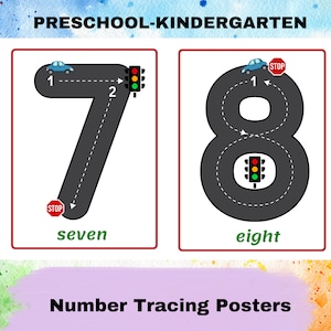 Numbers Printable Road Mat for Boys, Tracing Activity for Toddler and ...