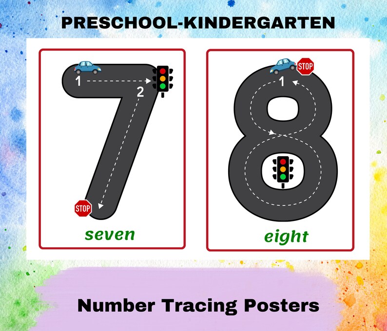 Numbers Printable Road Mat for Boys, Tracing Activity for Toddler and ...