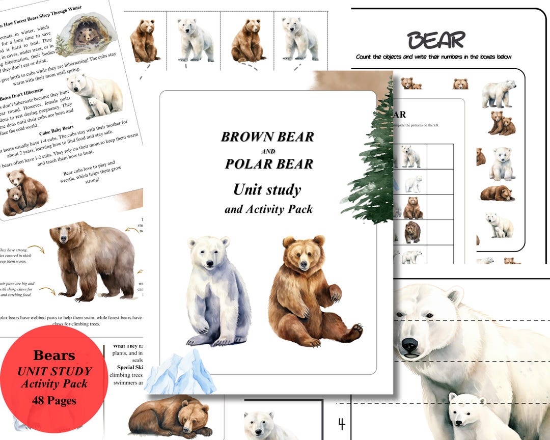 Brown Bear and Polar Bear Unit Study and Activity Pack, for Children 3 ...