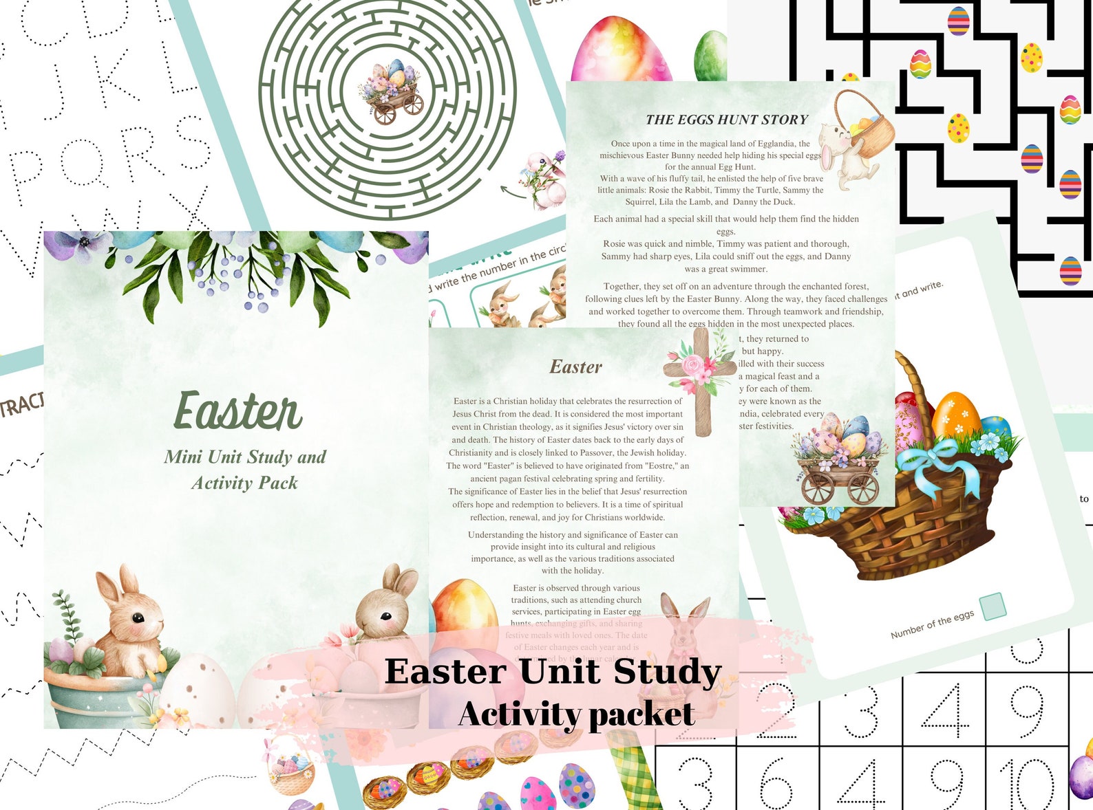 Easter Unit Study, Bunny Letter, Preschool Activities, DIGITAL DOWNLOAD ...