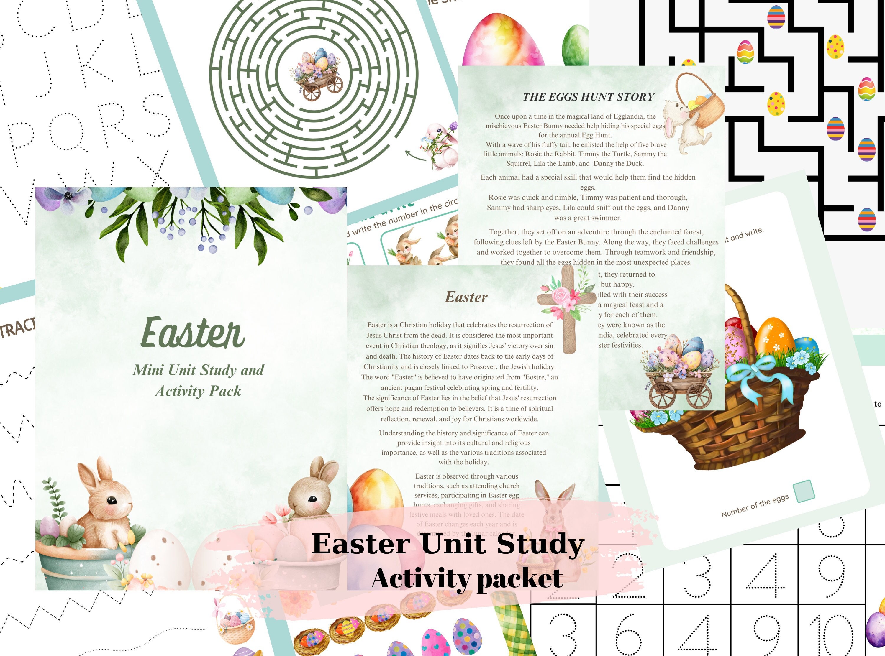Easter Unit Study, Bunny Letter, Preschool Activities, DIGITAL DOWNLOAD ...