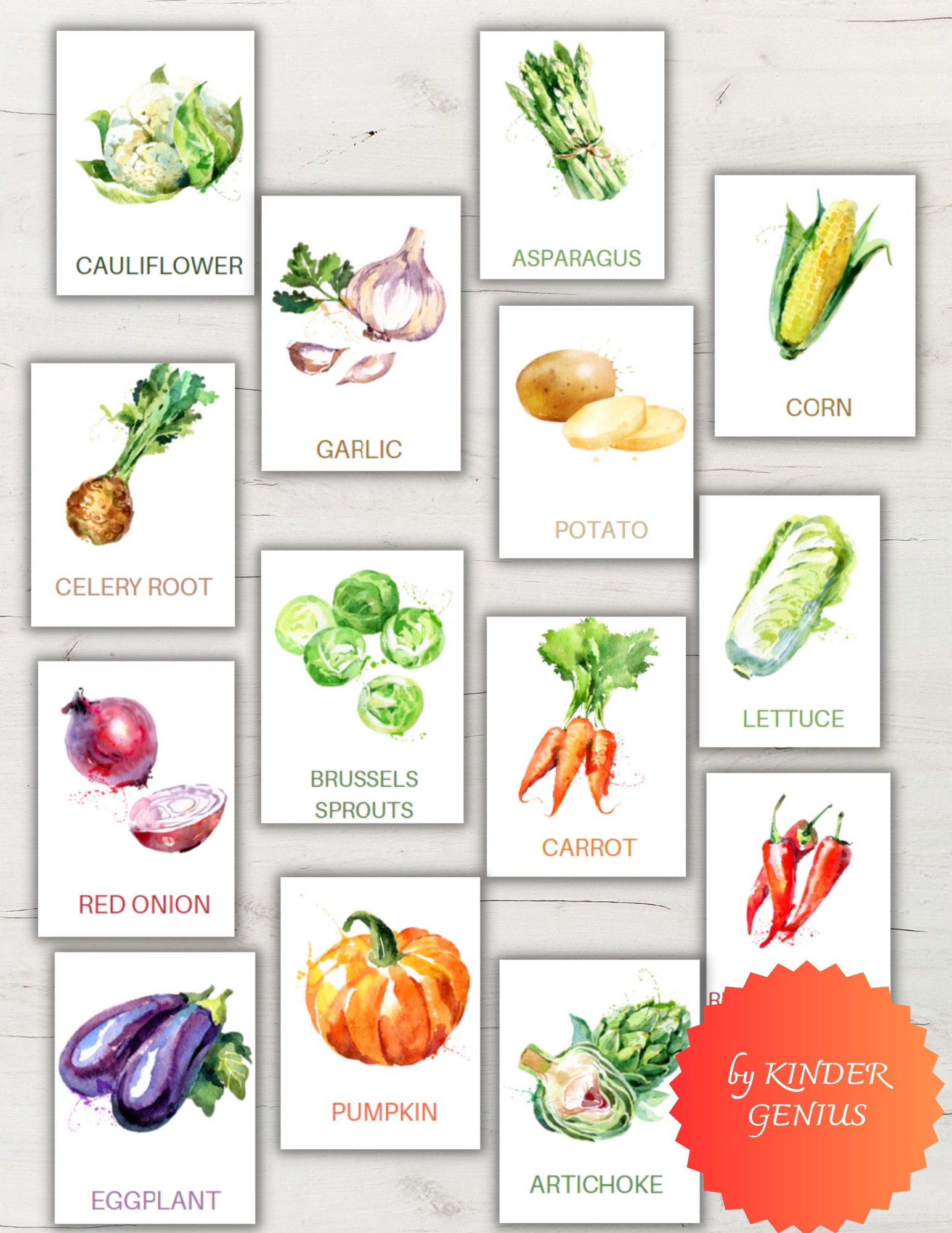 Fruits and Vegetables Cards. Flash Cards Pdf Printable Cards Preschool ...