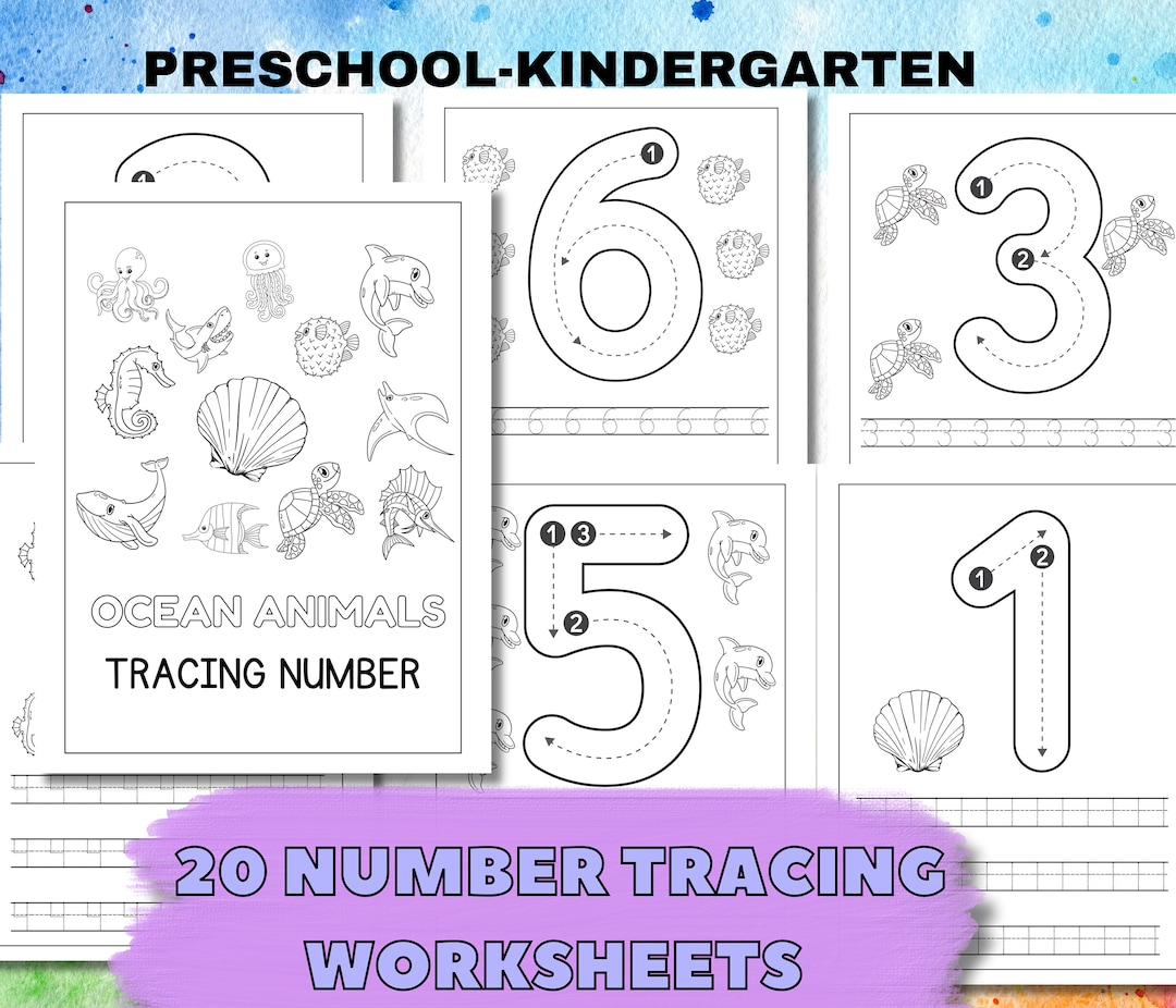 0-20 Number Tracing Worksheets, Count the Ocean Animals, Handwriting ...