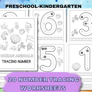 0-20 Number Tracing Worksheets, Count the Ocean Animals, Handwriting ...