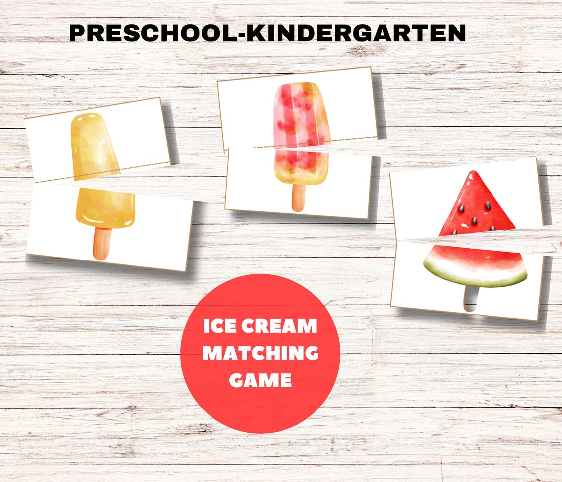 Ice Cream Matching Game for Kids, 20 Ice Cream Puzzles, Matching ...