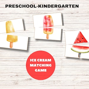 Ice Cream Matching Game for Kids, 20 Ice Cream Puzzles, Matching ...