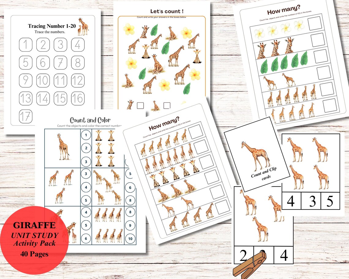 Giraffe Unit Study, Activity Pack, Homeschool Printable (PDF) - Etsy
