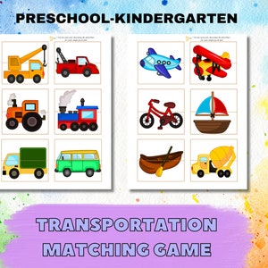 Vehicles Matching Activity, 26 Transports Puzzles, Symmetry Cards, Kids ...