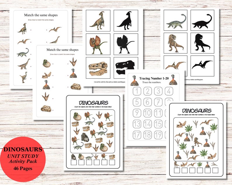 Dinosaurs Unit Study, Preschool Learning Pack (PDF) - Etsy