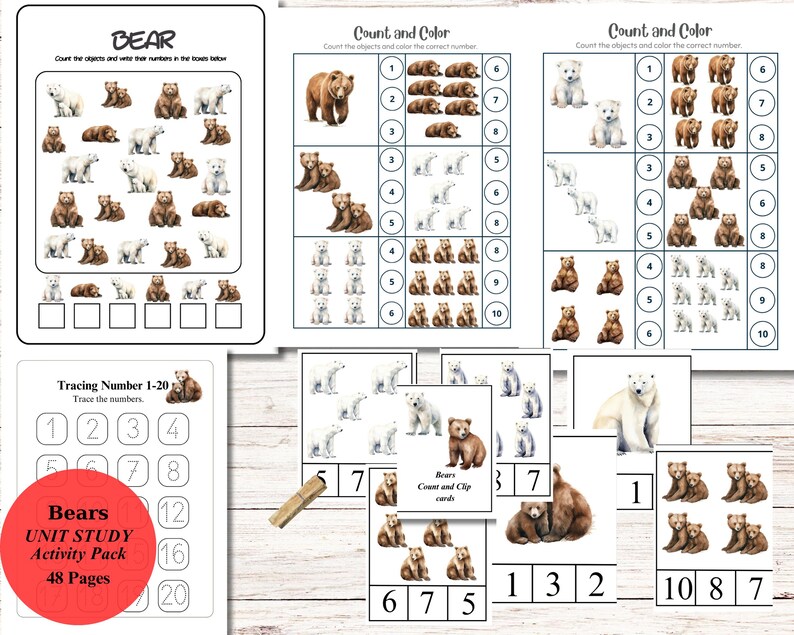 Brown Bear and Polar Bear Unit Study and Activity Pack, for Children 3 ...
