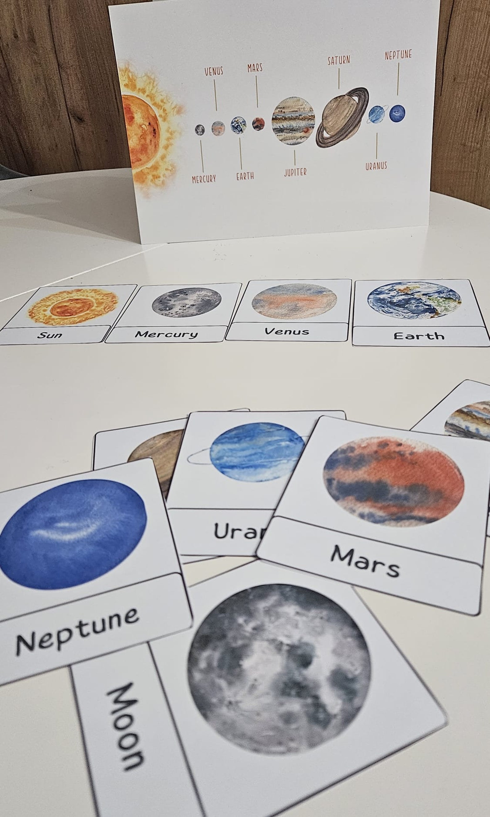 Solar System Flashcards Montessori Cards Printable Solar System Cards ...