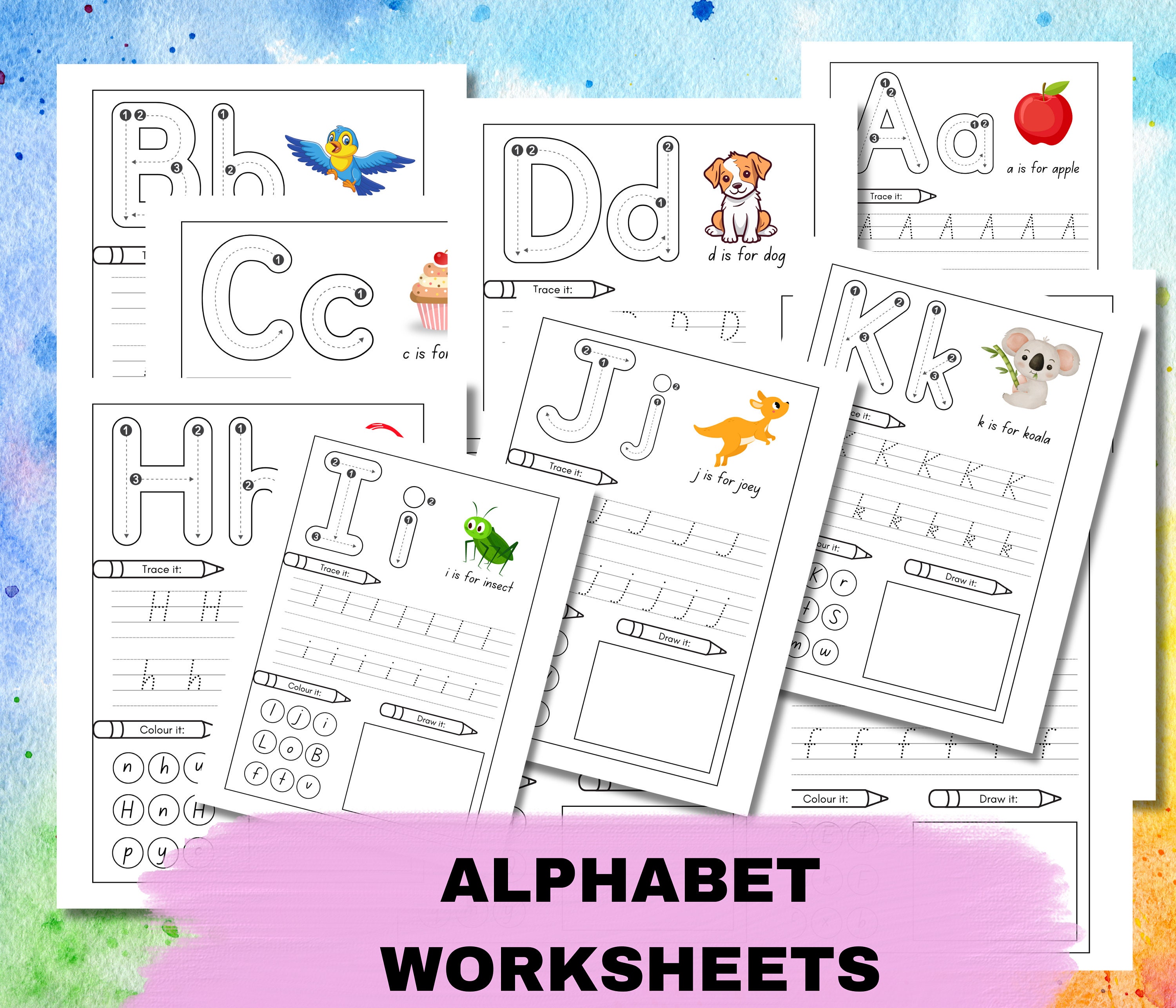 PRINTABLE Alphabet Letters Tracing Worksheets. Preschool-kindergarten ...
