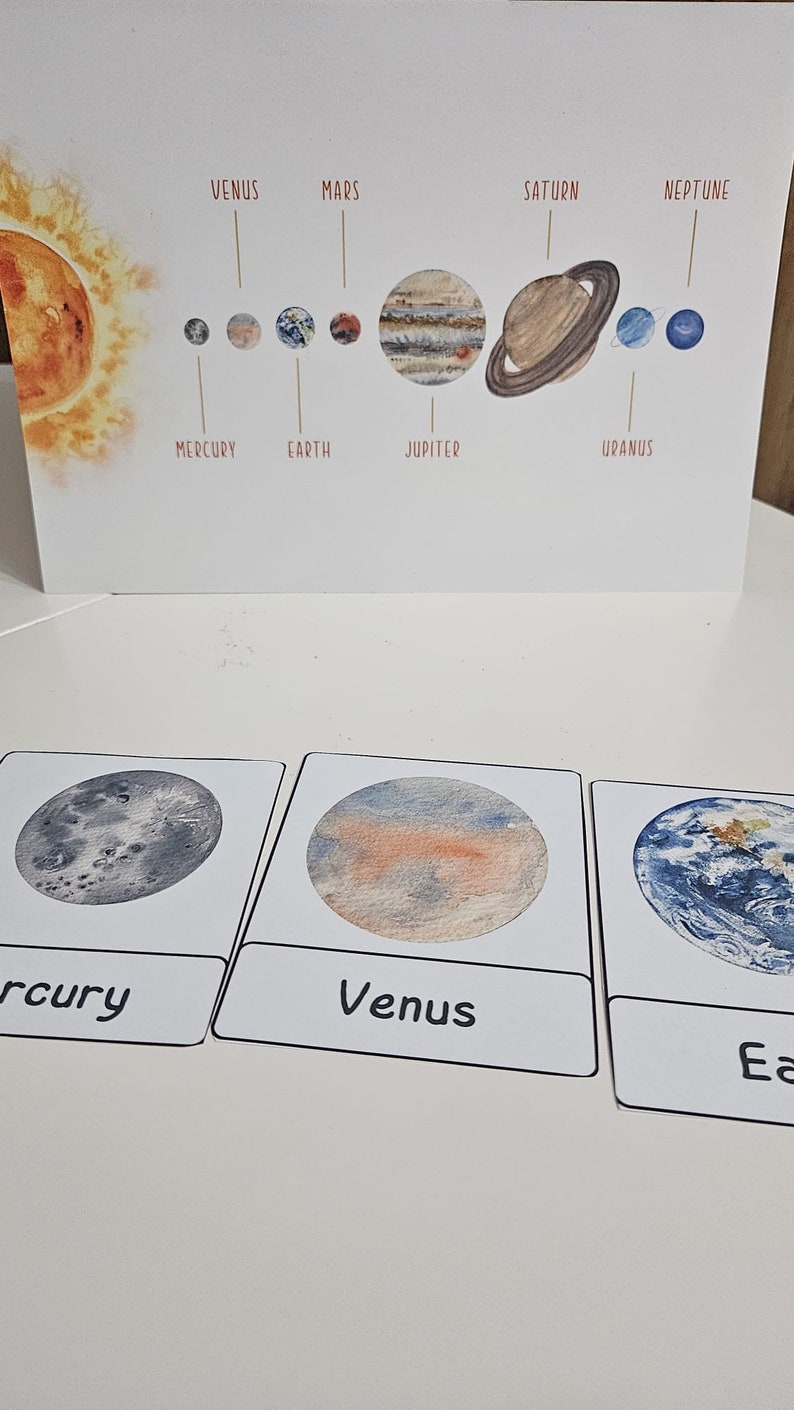 Solar System Flashcards | Montessori Cards | Printable Solar System ...