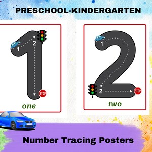 Numbers Printable Road Mat for Boys, Tracing Activity for Toddler and ...