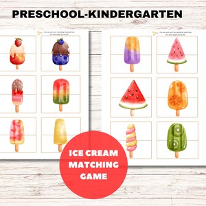 Ice Cream Matching Game for Kids, 20 Ice Cream Puzzles, Matching ...