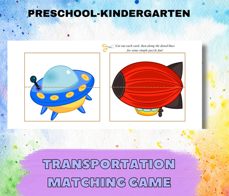 Vehicles Matching Activity, 26 Transports Puzzles, Symmetry Cards, Kids ...