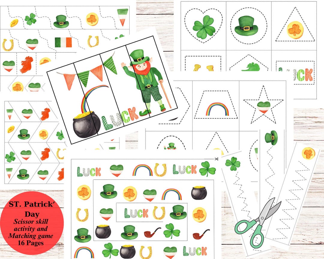 SAINT PATRICK'S DAY Scissor Skills, Preschool Printable, Instant ...