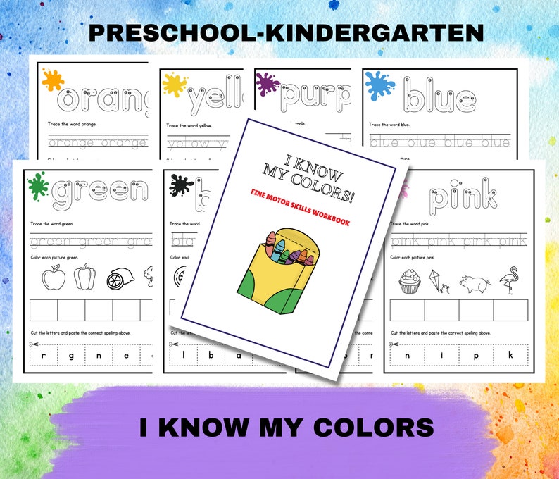 Printable Color Learning and Color Tracing Worksheets for Preschool - Etsy