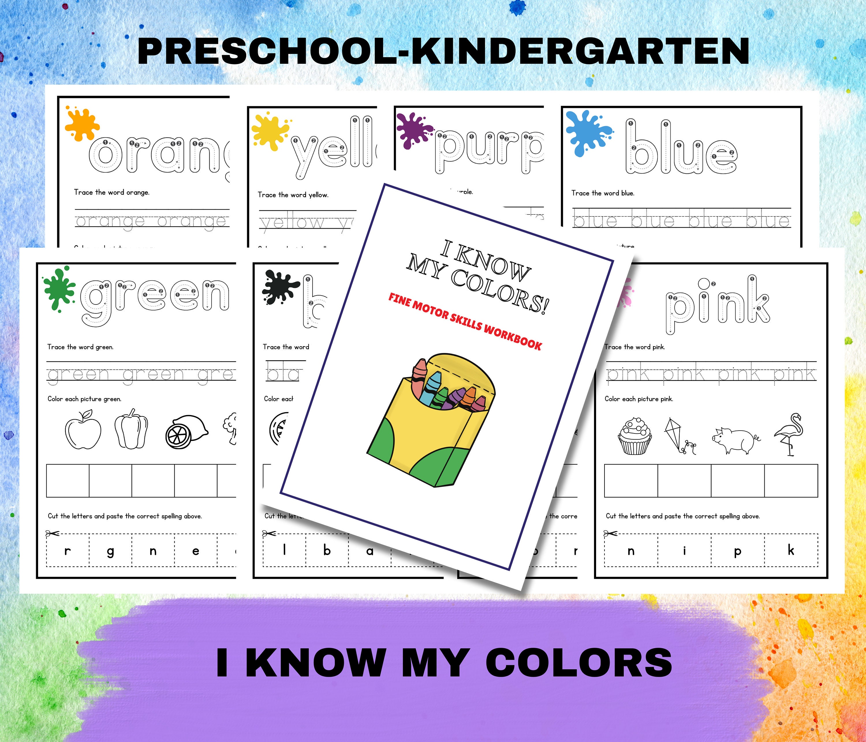 Printable Color Learning and Color Tracing Worksheets for Preschool - Etsy