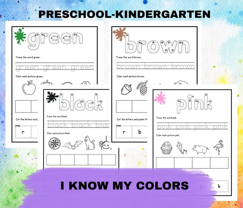 Printable Color Learning and Color Tracing Worksheets for Preschool - Etsy