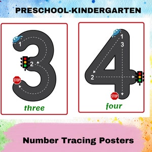 Numbers Printable Road Mat for Boys, Tracing Activity for Toddler and ...