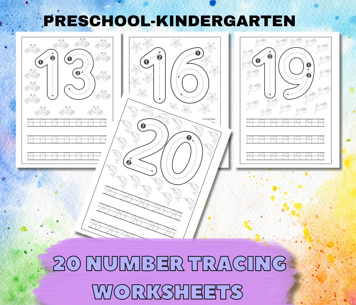 0-20 Number Tracing Worksheets, Count the Ocean Animals, Handwriting ...