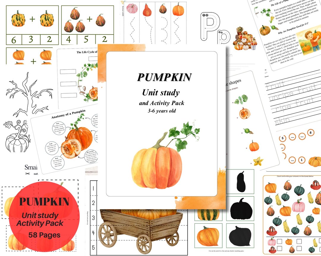 Pumpkin Unit Study, Kids Activities, Homeschool (instant Download) - Etsy