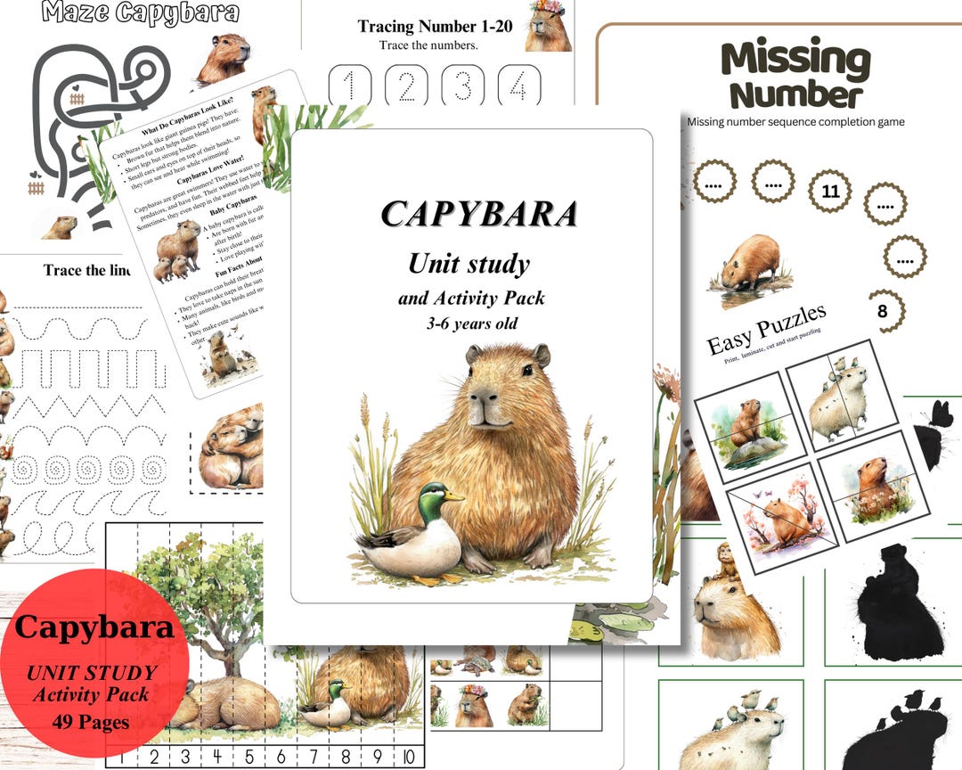 Capybara Unit Study and Activity Pack, Instant Download - Etsy
