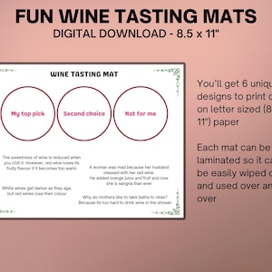 Printable Wine Tasting Mats for Fun Wine Tasting at Home - Etsy