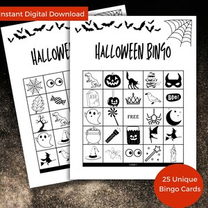 Printable Halloween Bingo Game Black and White - Etsy Canada