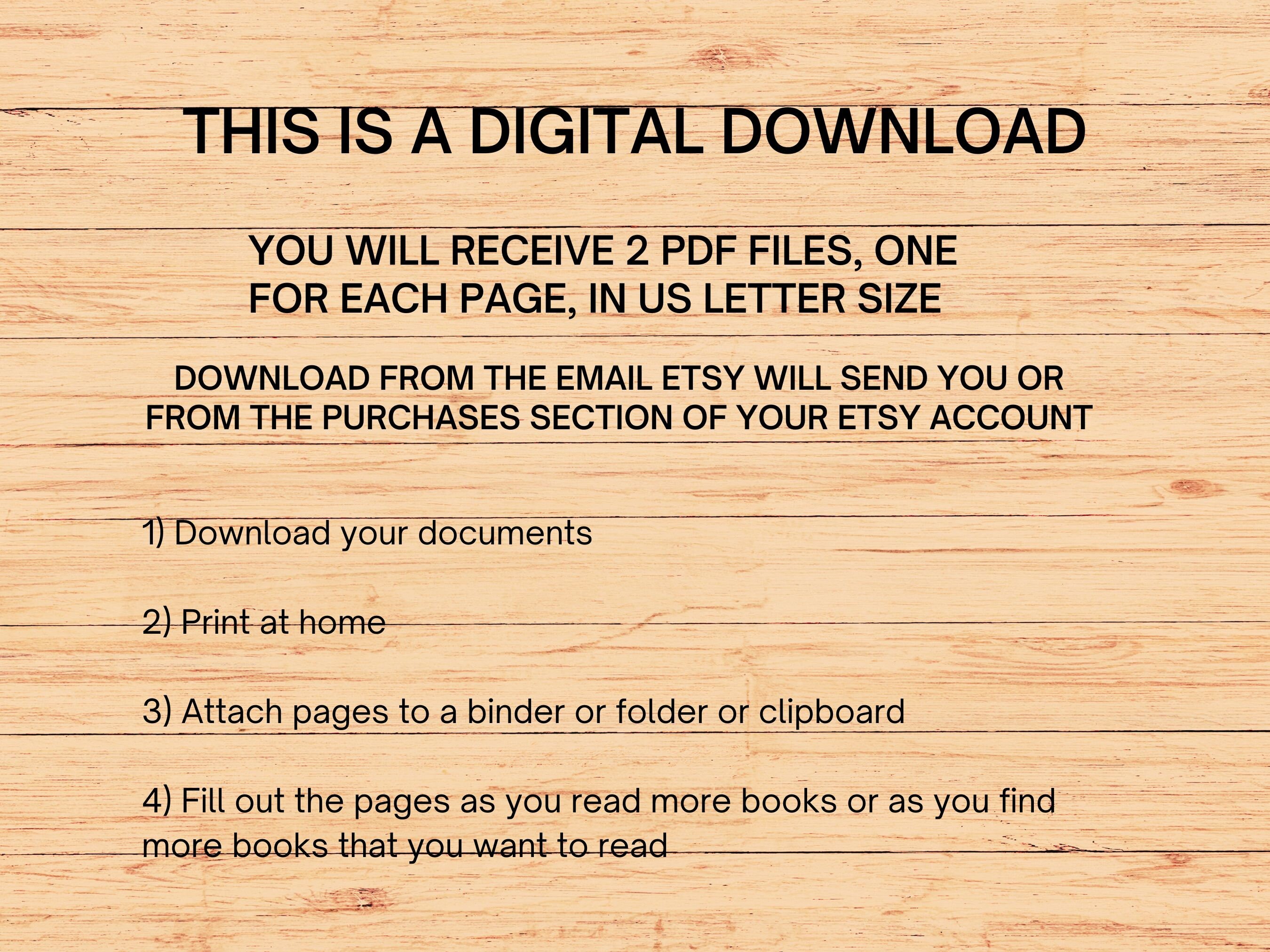 Printable Book Log Readers Journal Pages - Etsy