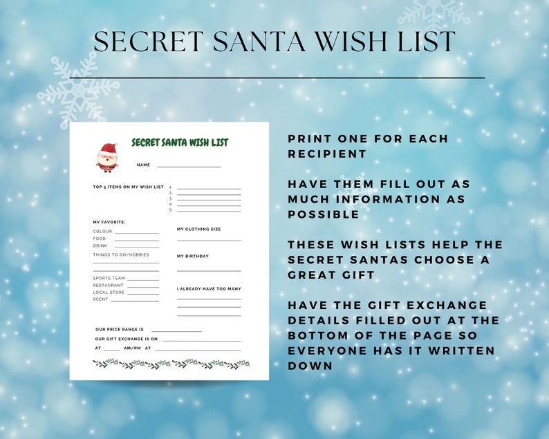 Secret Santa Gift Exchange Printable Bundle - Etsy
