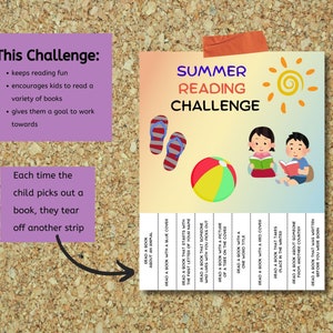Printable Summer Reading Challenge Tear off Sheets and Reading Log for ...