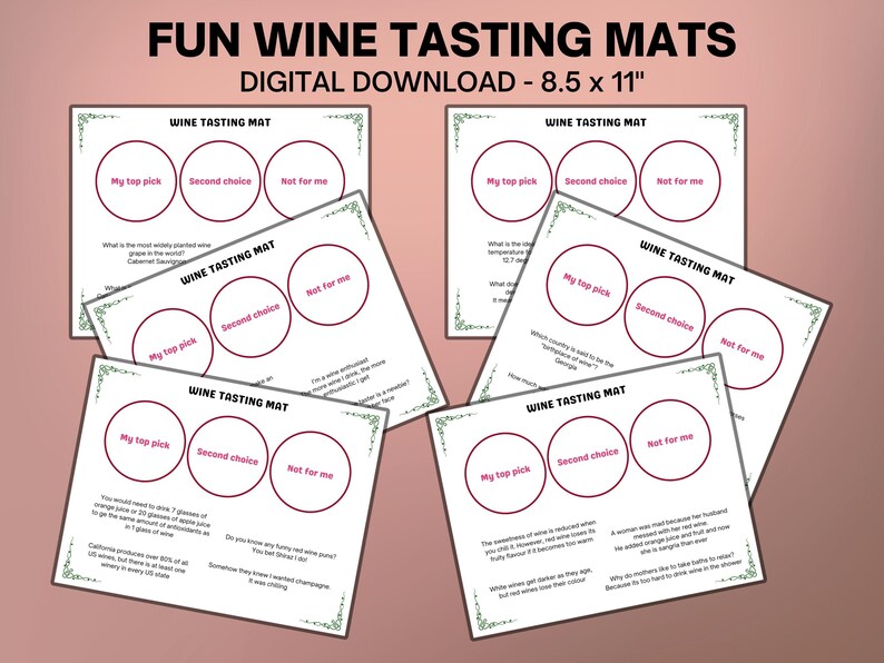 Printable Wine Tasting Mats for Fun Wine Tasting at Home - Etsy