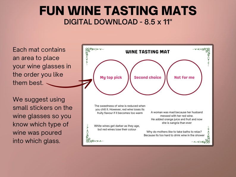 Printable Wine Tasting Mats for Fun Wine Tasting at Home - Etsy