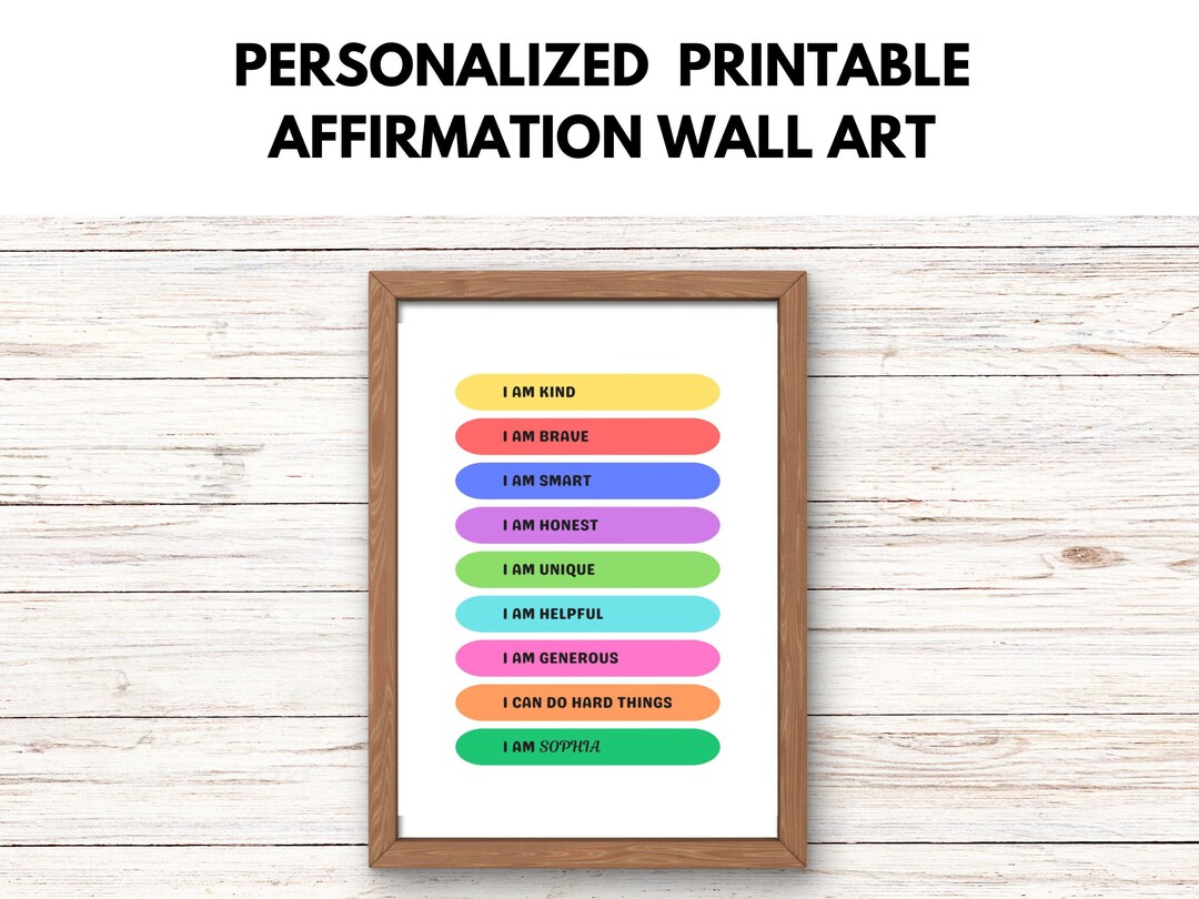 Personalized Affirmation Wall Art Bold Color Printable - Etsy