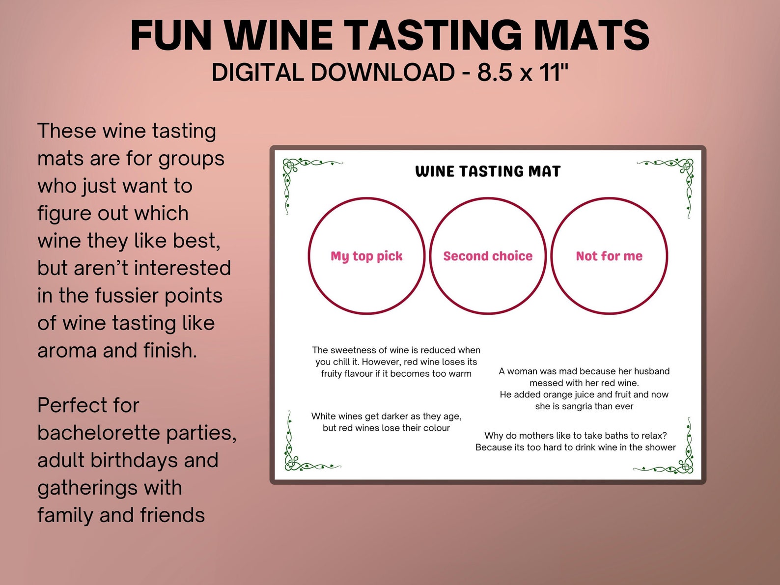 Printable Wine Tasting Mats for Fun Wine Tasting at Home - Etsy