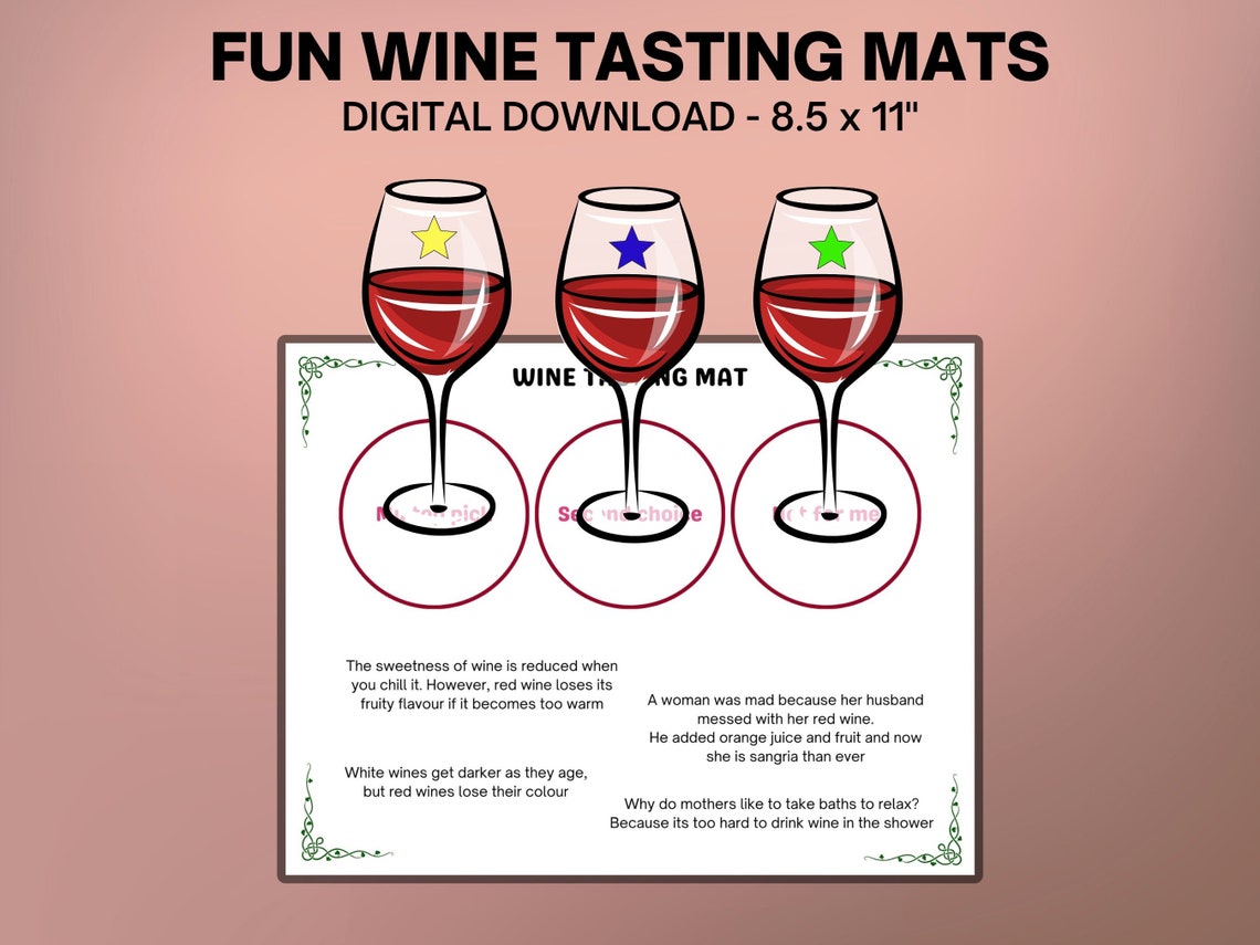 Printable Wine Tasting Mats for Fun Wine Tasting at Home - Etsy
