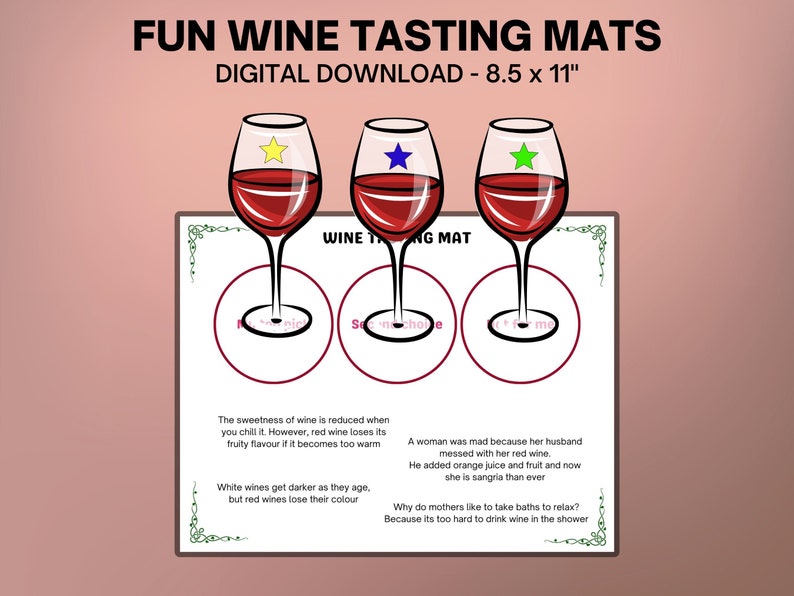 Printable Wine Tasting Mats for Fun Wine Tasting at Home - Etsy