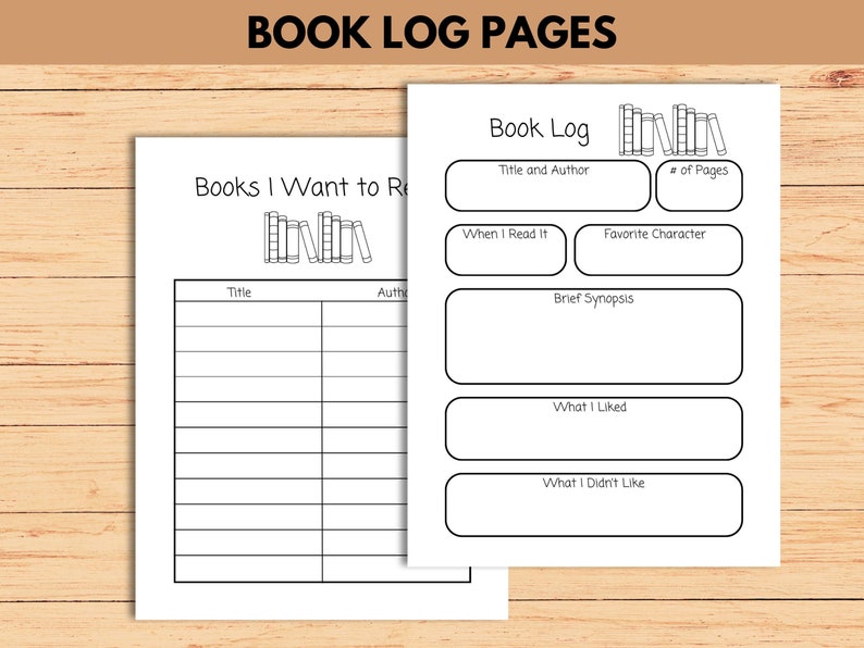 Printable Book Log Readers Journal Pages - Etsy