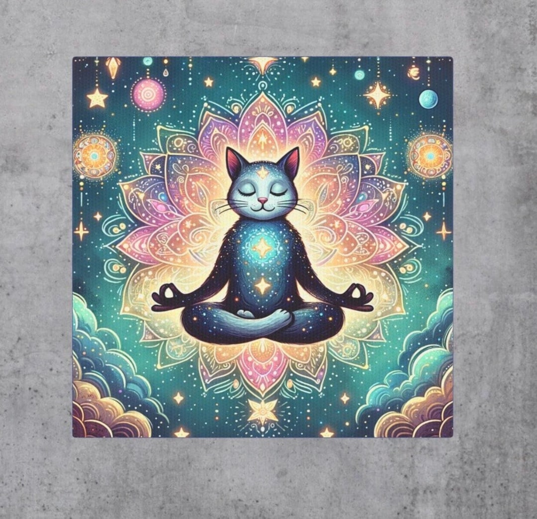 Chakra Cat Meditation Wall Art Decor - Etsy