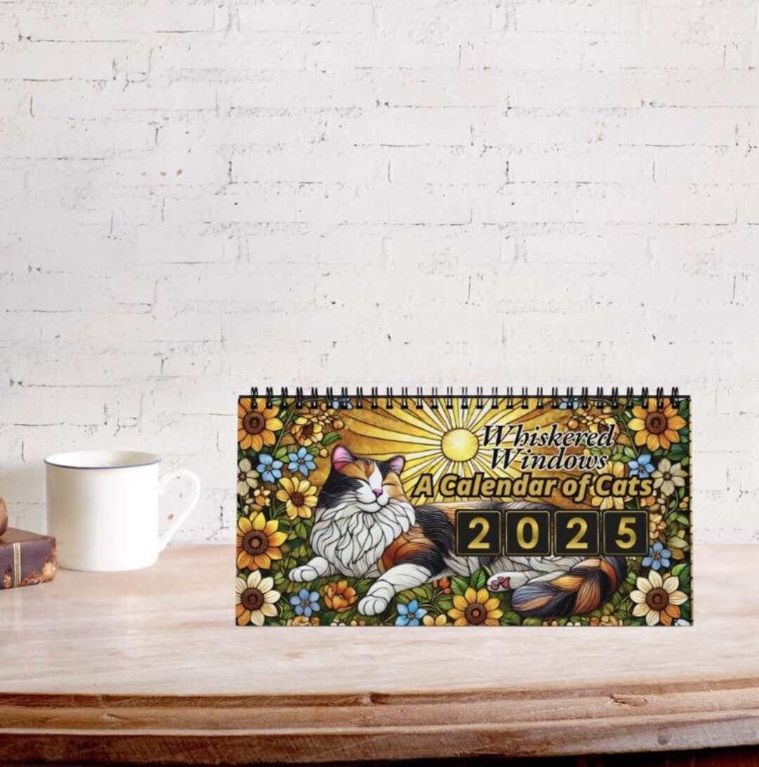 Desktop Calendar Whiskered Windows, A Calendar of Cats 2025 Cat Lover ...