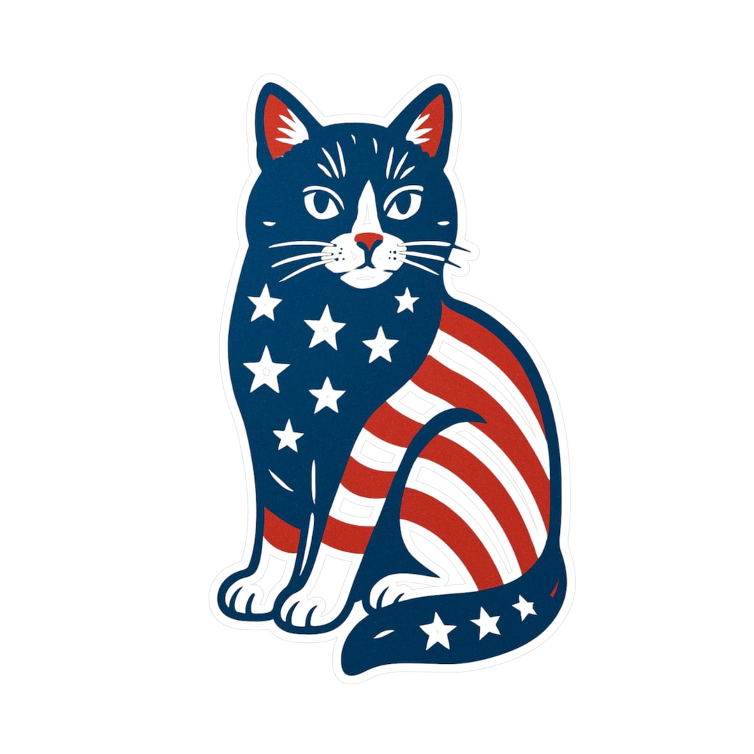 Patriotic Cat Decals: USA Stars & Stripes Vinyl Stickers - Etsy