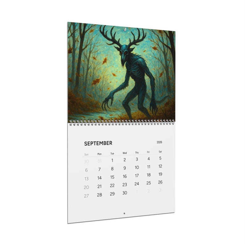 Cryptid Wall Calendar 2026, Folklore Art, Mythical Creatures Monthly ...
