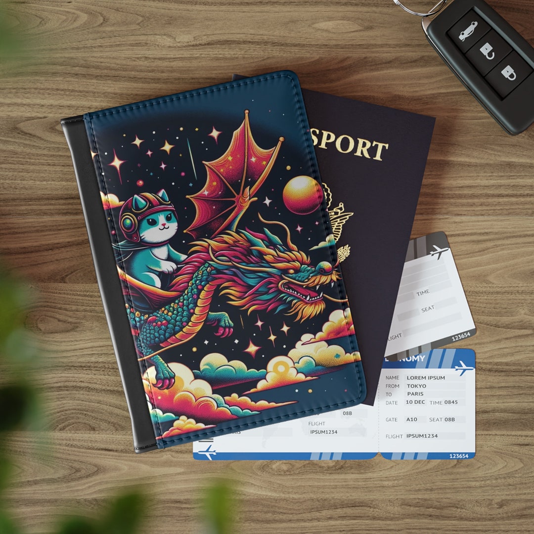 Red Dragon Cat Rider Passport Cover: Faux Leather Travel Wallet - Etsy