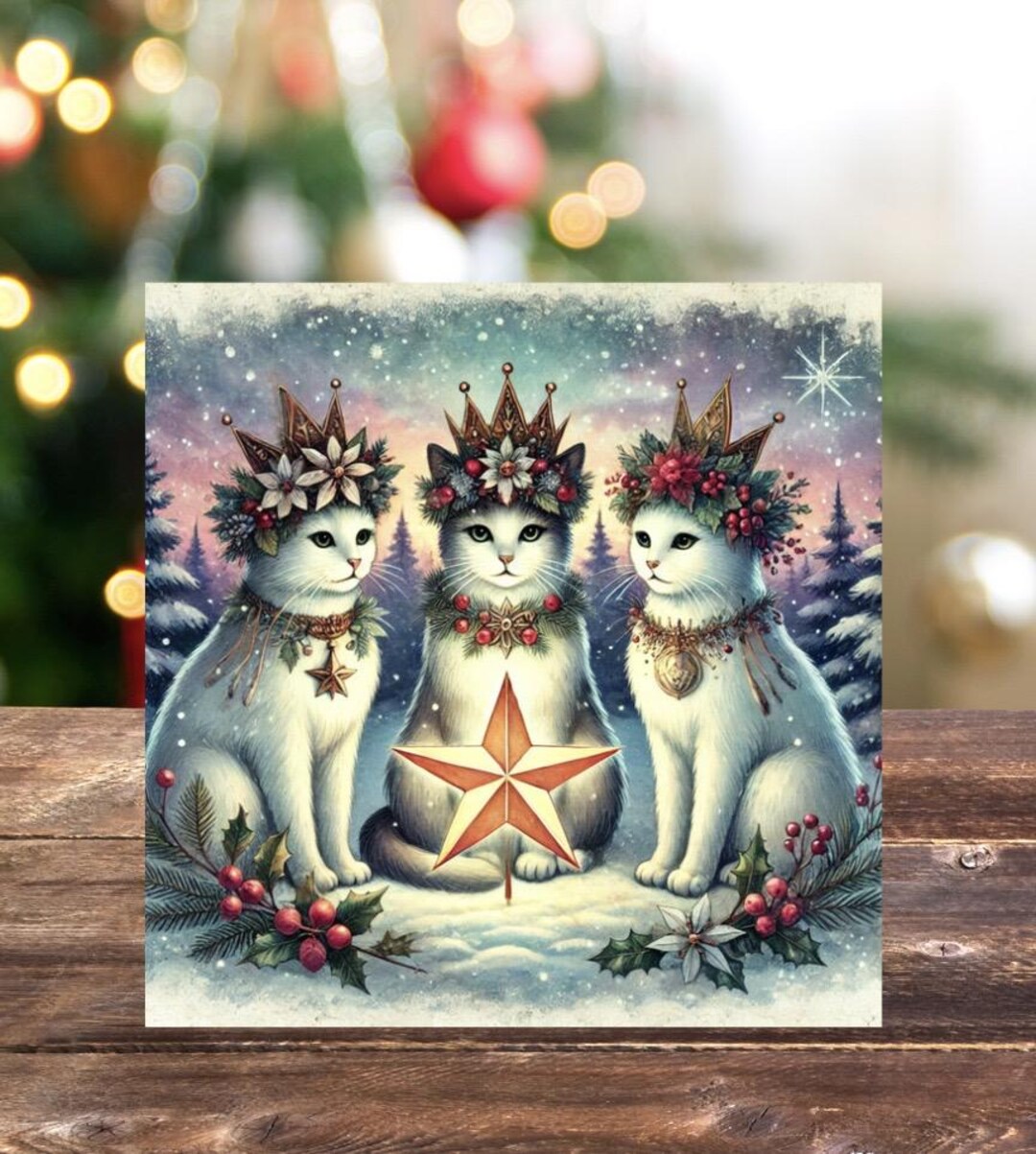 Winter Solstice Cat Greeting Cards - 10 Pack Blank Holiday Notes - Etsy