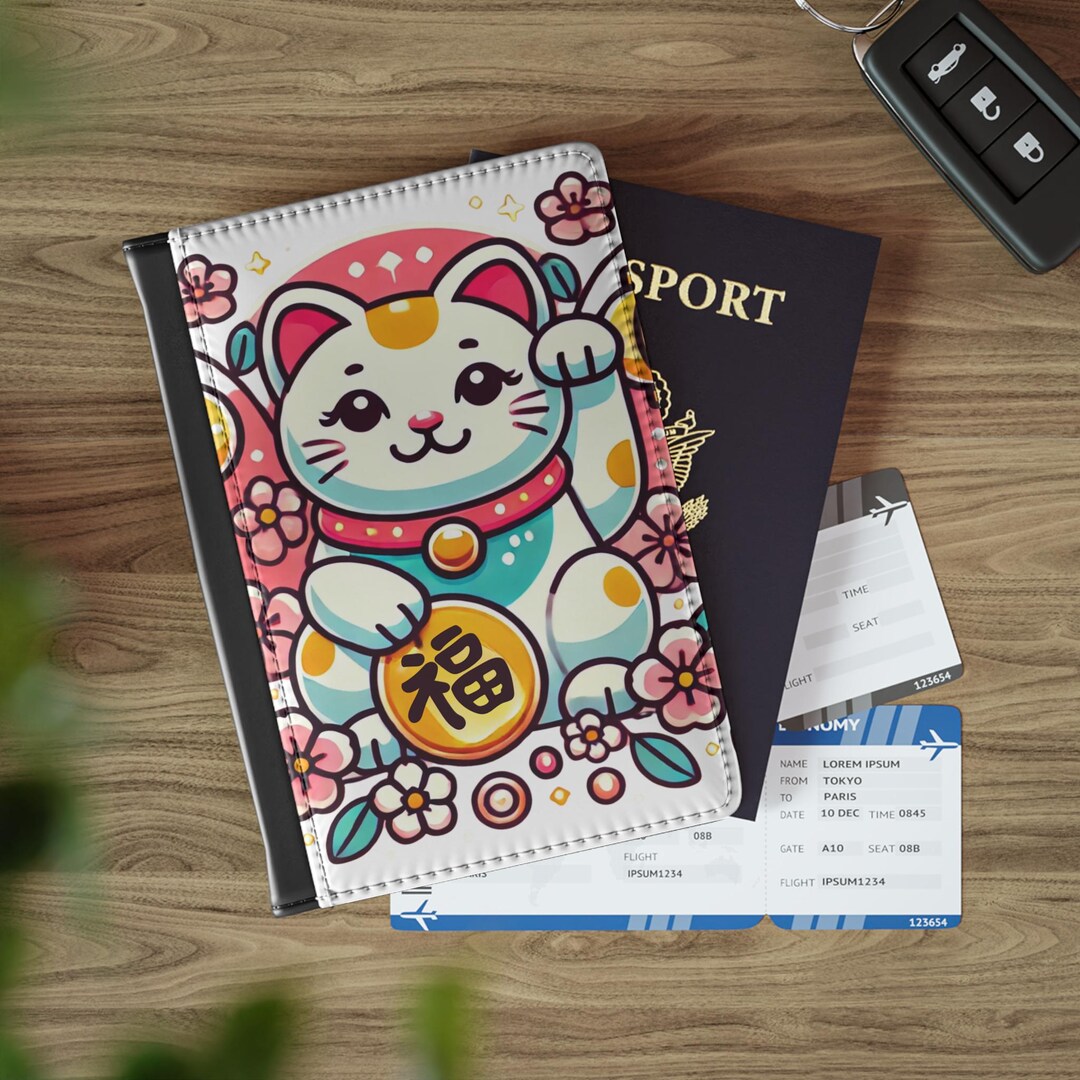 Lucky Cat Passport Cover: Faux Leather Travel Case - Etsy