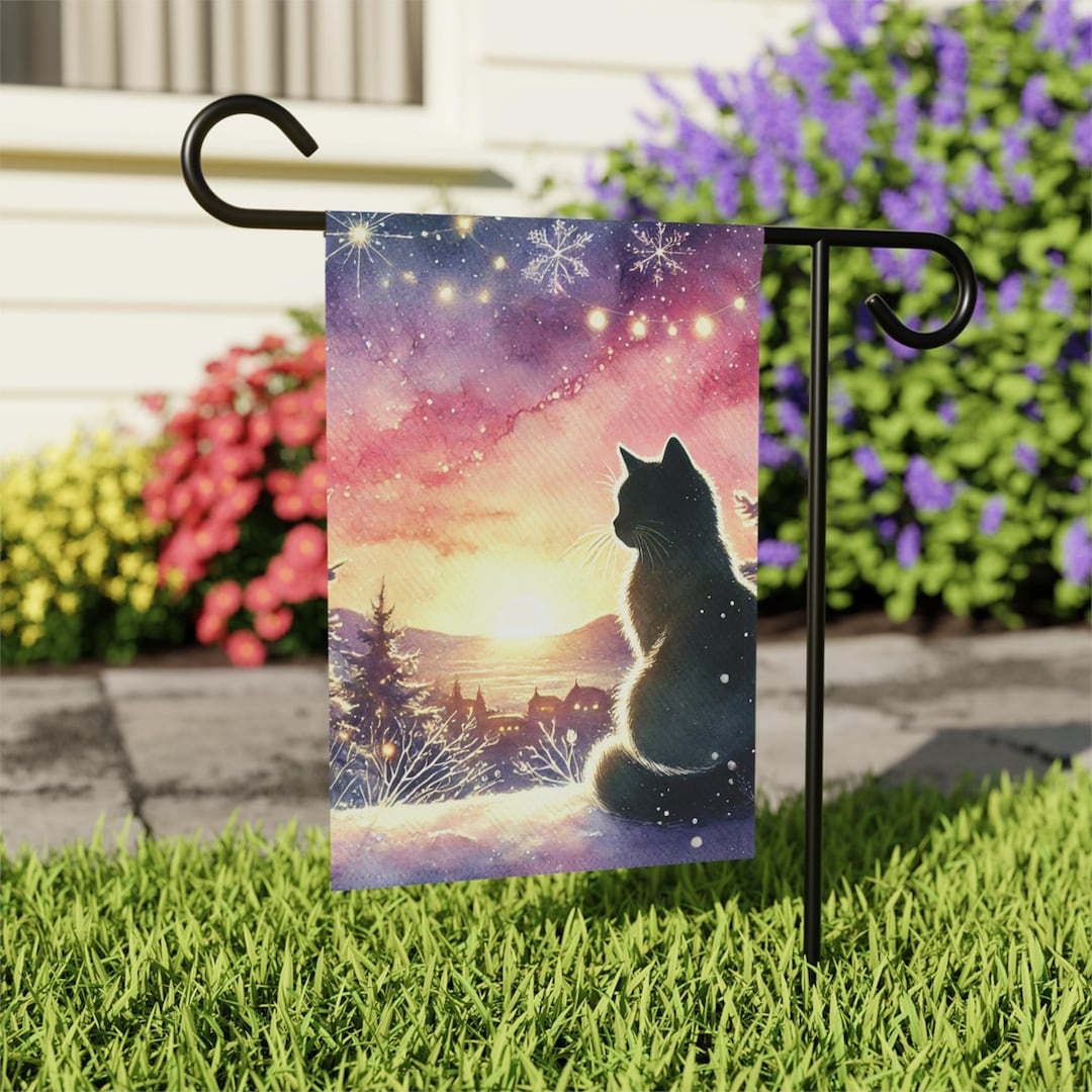 Winter Solstice Cat Garden Banner: Sunrise Seasonal Decor - Etsy