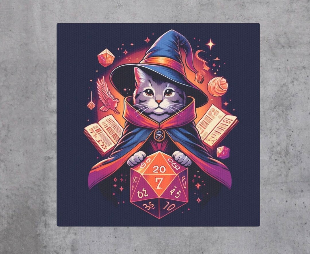 Wizard Dungeons and Dragons Cat Lover Wall Art Decor - Etsy